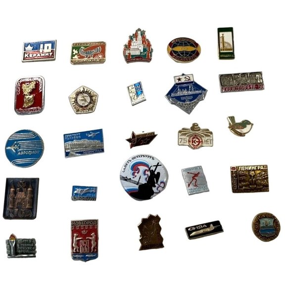 Jewelry | Vintage Russian Badge Pin Jewelry Lot Soviet Union Russia ...